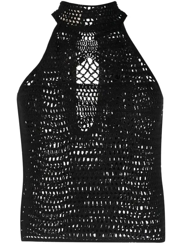 THE GARMENT Crochet-knit Halterneck Top - Black
