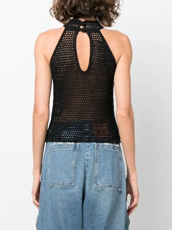 THE GARMENT Crochet-knit Halterneck Top - Black