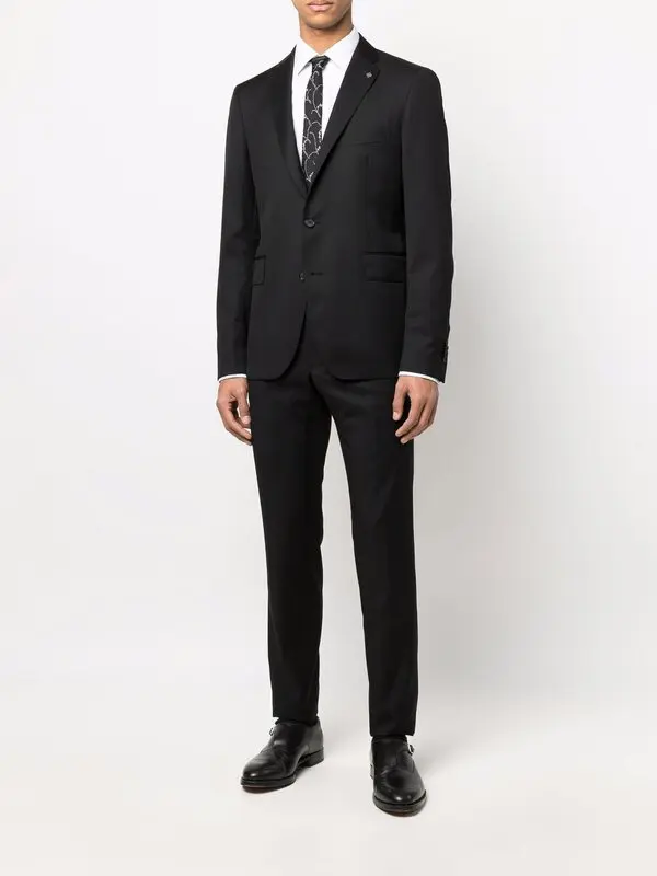 Tagliatore Fitted Single-breasted Suit - Black