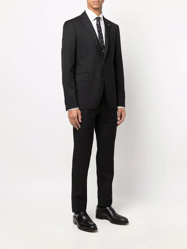 Tagliatore Fitted Single-breasted Suit - Black