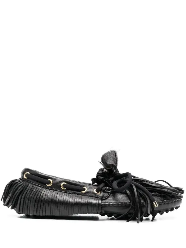 13 09 SR Leather Fringe Loafers - Black