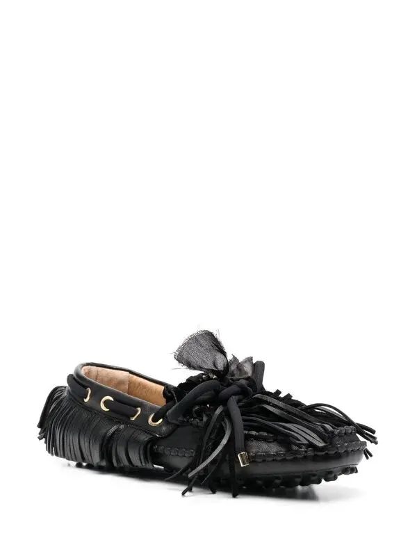 13 09 SR Leather Fringe Loafers - Black