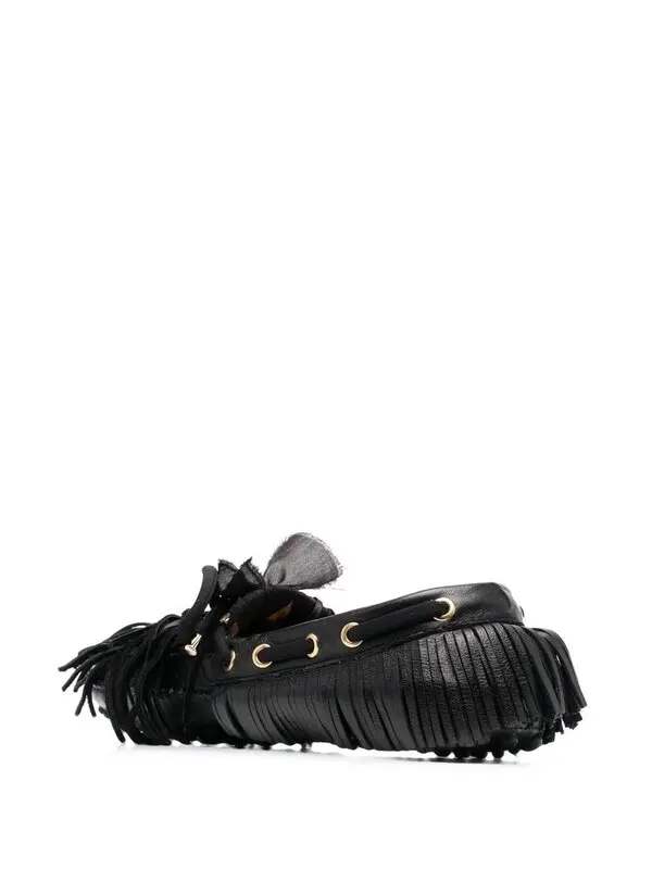 13 09 SR Leather Fringe Loafers - Black