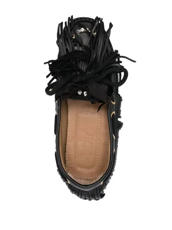13 09 SR Leather Fringe Loafers - Black