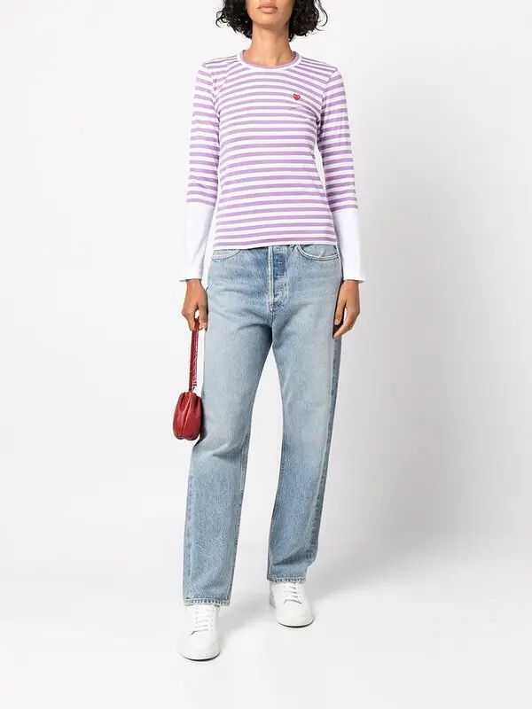 Play Comme Des Garcon Heart-patch T-shirt - Purple