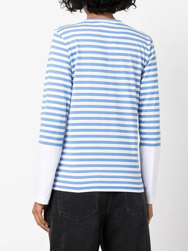 Play Comme Des Garcon Heart-patch Striped T-shirt - Blue