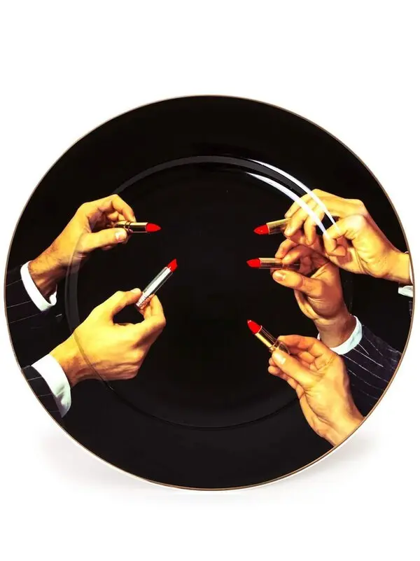 SELETTI Lipsticks Porcelain Dinner Plate - Black