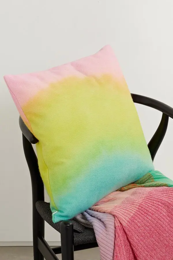 THE ELDER STATESMAN Rainbow Spray Tie-dyed Cashmere Cushion