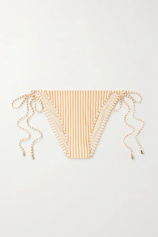Peony Net Sustain Striped Stretch-econyl Bikini Briefs - Yellow