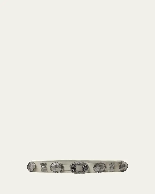 Ralph Lauren Casted Concho Leather Belt - Cream