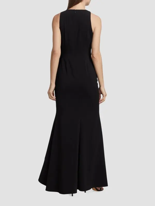 Badgley Mischka Odessa Asymmetric Sleeveless Column Ruffle-skirt Gown