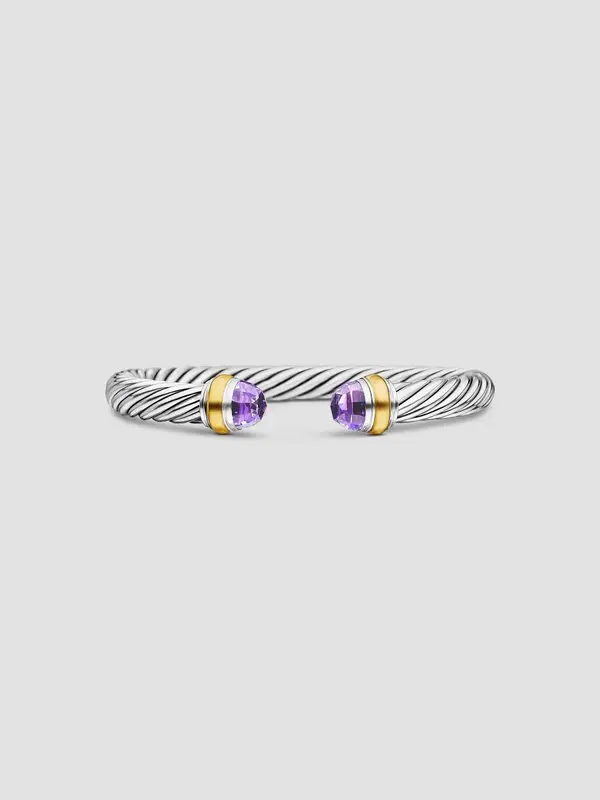 David Yurman Classic Cable Bracelet In Sterling - Amethyst