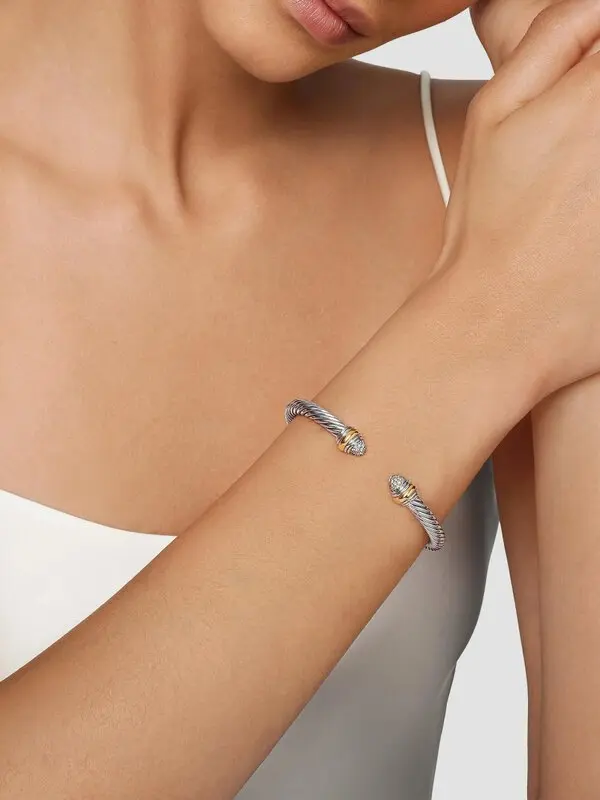 David Yurman Classic Cable Bracelet In Sterling - Diamond