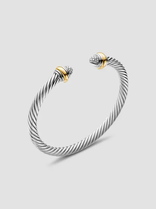 David Yurman Classic Cable Bracelet In Sterling - Diamond