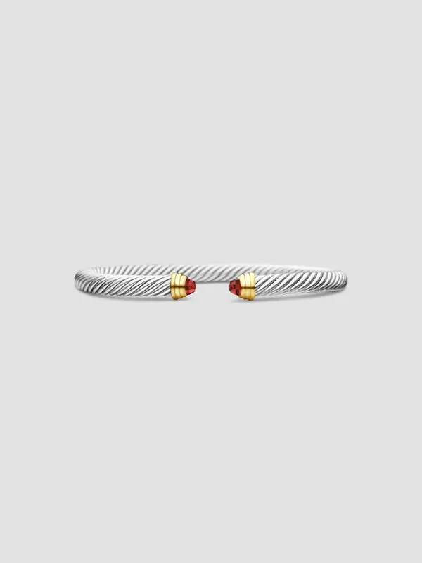 David Yurman Classic Cable Bracelet In Sterling - Garnet