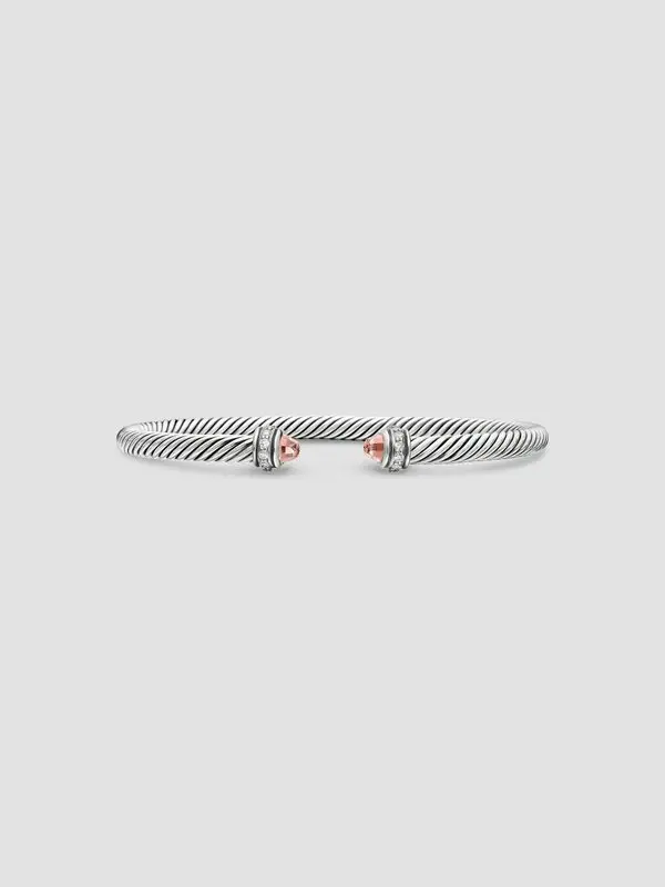 David Yurman Classic Cable Bracelet In Sterling - Morganite
