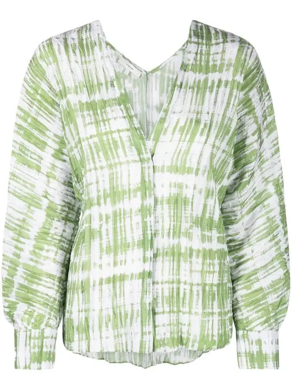 Vince Tie-dye Long-sleeve Silk Blouse