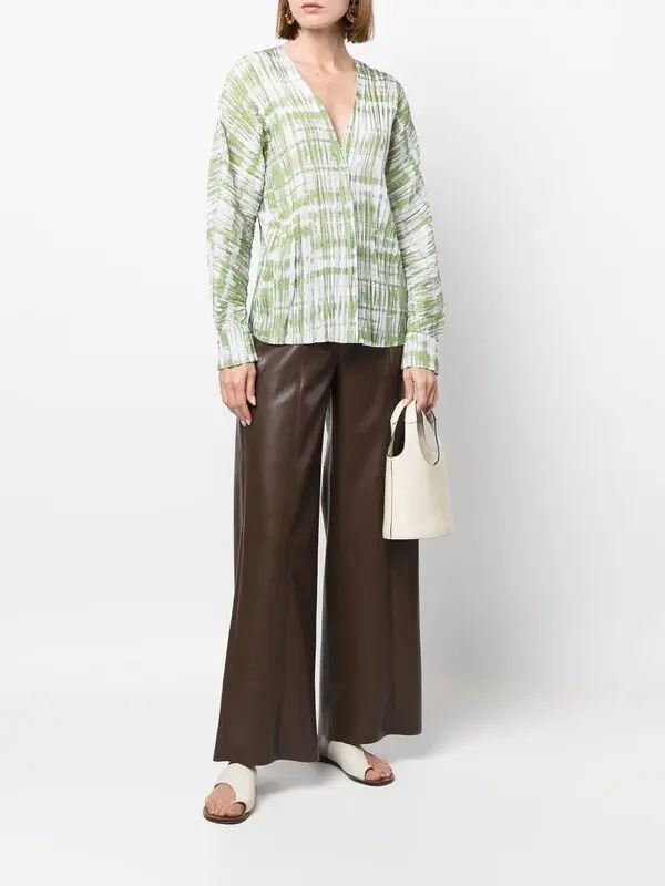 Vince Tie-dye Long-sleeve Silk Blouse