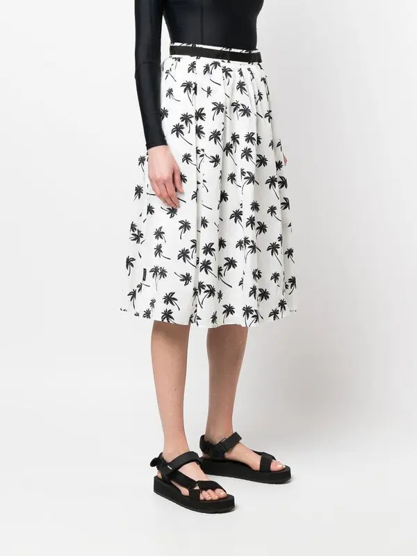 Moncler Palm Tree Print Midi Skirt