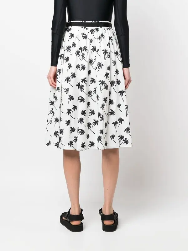 Moncler Palm Tree Print Midi Skirt