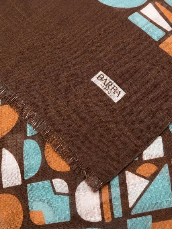 BARBA NAPOLI Geometric-print Fringed Scarf