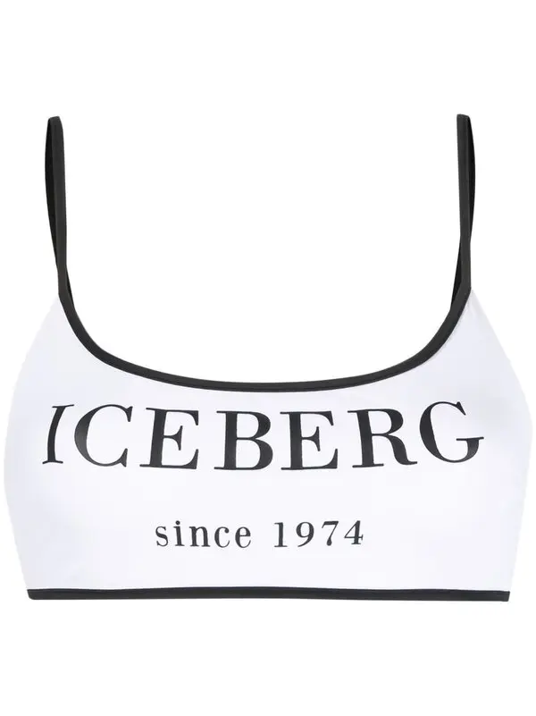 Iceberg Logo-print Bikini Top - White