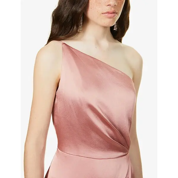 open lace back dress Emerald One-Shoulder Satin Midi Dress – trinarosh main image 0