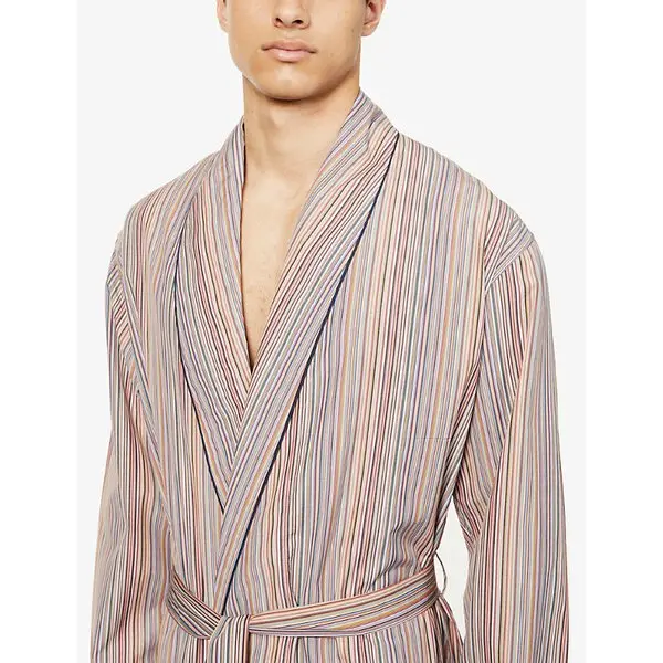 paul smith cotton dressing gown Signature Stripe' Woven Cotton Bathrobe