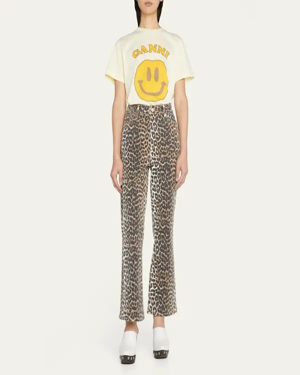 GANNI Betzy Bootcut Jeans - Leopard