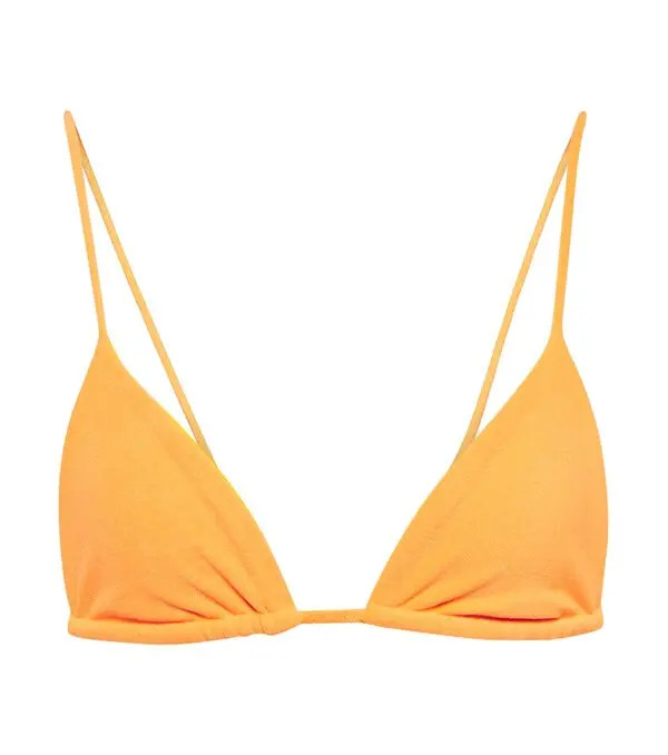 Jade Swim Terry Triangle Bikini Top - Orange