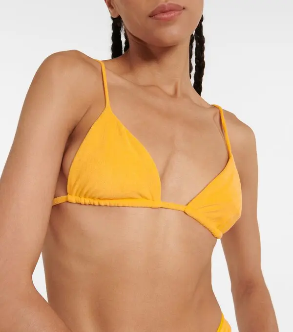 Jade Swim Terry Triangle Bikini Top - Orange