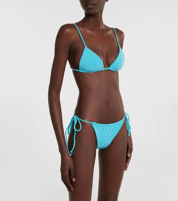 Jade Swim Lana Terry Bikini Bottoms - Blue