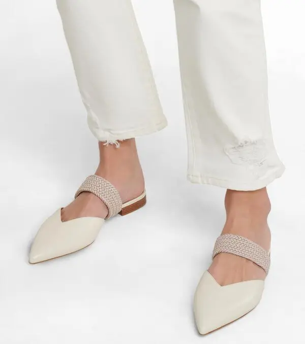MALONE SOULIERS Maisie Leather Slippers - White