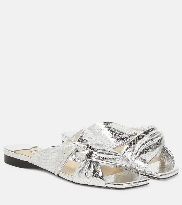 JIMMY CHOO Narisa Flat Leather Sandals
