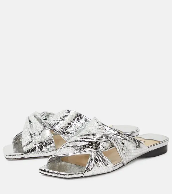 JIMMY CHOO Narisa Flat Leather Sandals