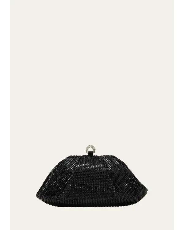 Judith Leiber Gemma Pleated Crystal Clutch Bag - Black