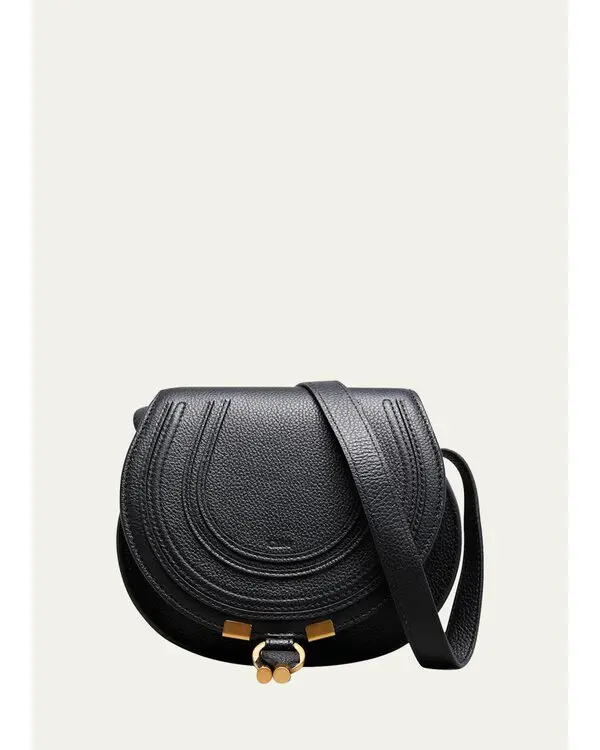 Chloé Marcie Small Crossbody Bag In Grained Calfskin - Black