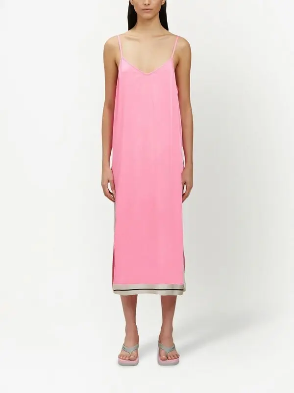 Palm Angels Stripe Trim Slip Midi Dress