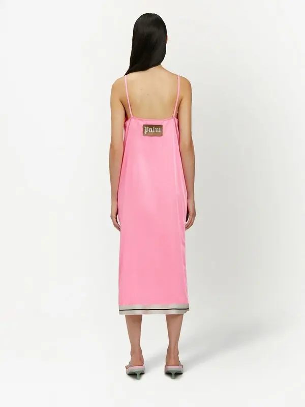 Palm Angels Stripe Trim Slip Midi Dress