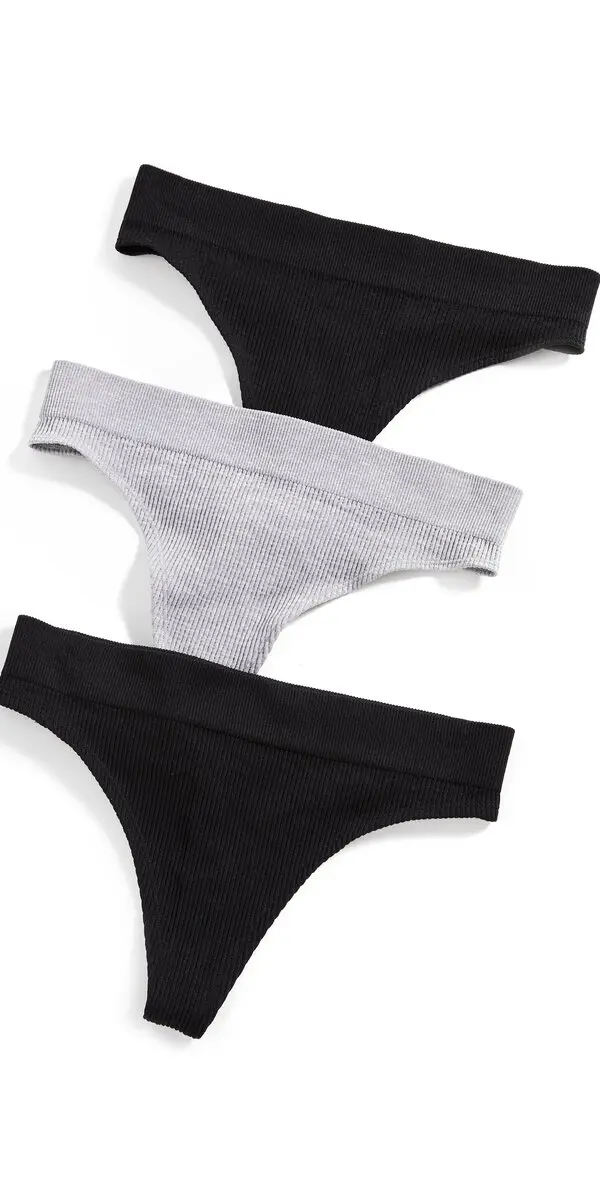 Honeydew Intimates Bailey 3 Pack Thong - Black/heather Grey/black