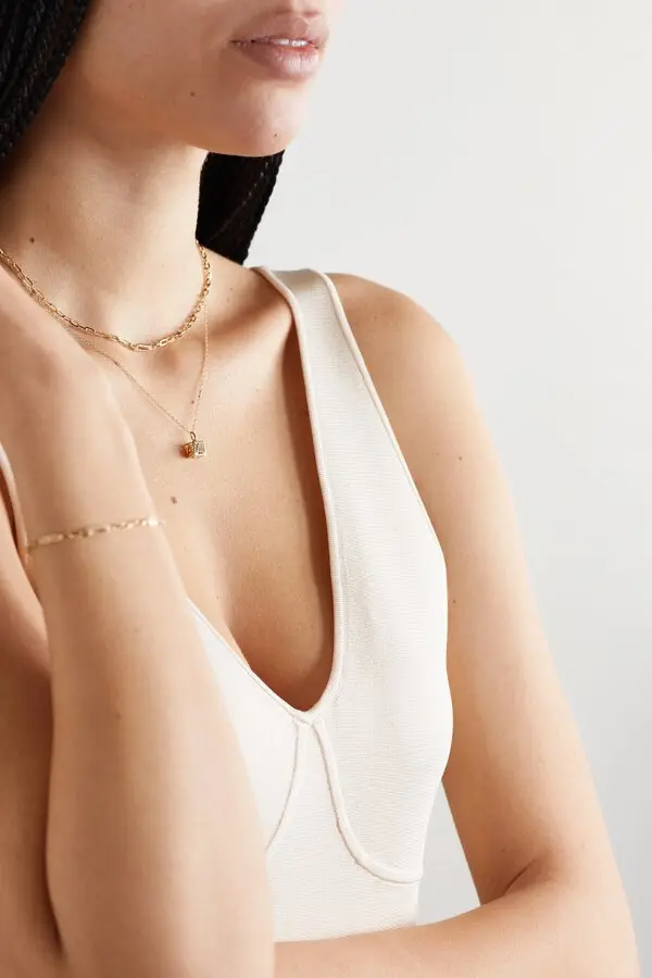 STONE AND STRAND Baby Block Diamond Necklace
