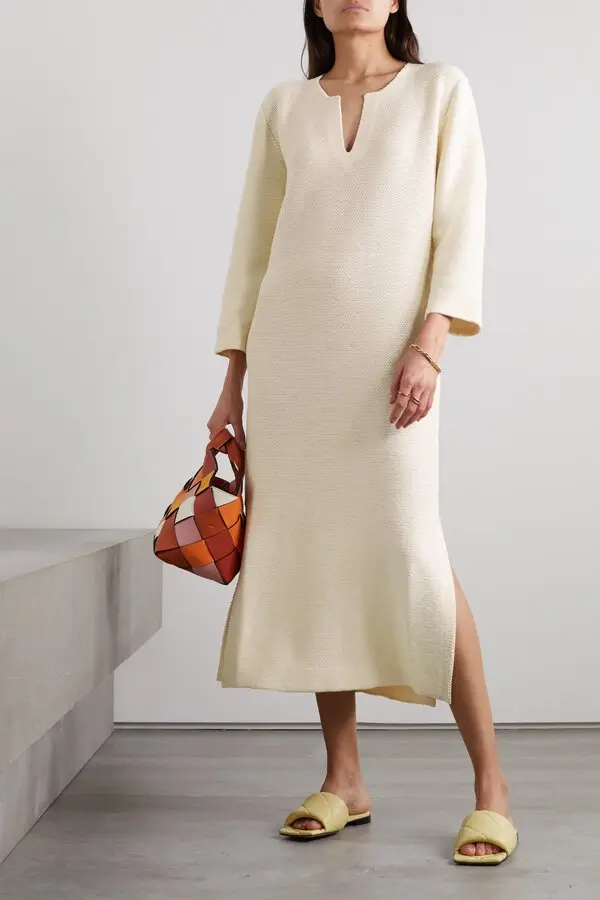 Loro Piana Beirut Ribbed Cashmere And Silk-blend Midi Dress
