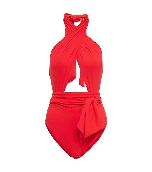 KARLA COLLETTO Cutout Halterneck One-piece Swimsuit - Red