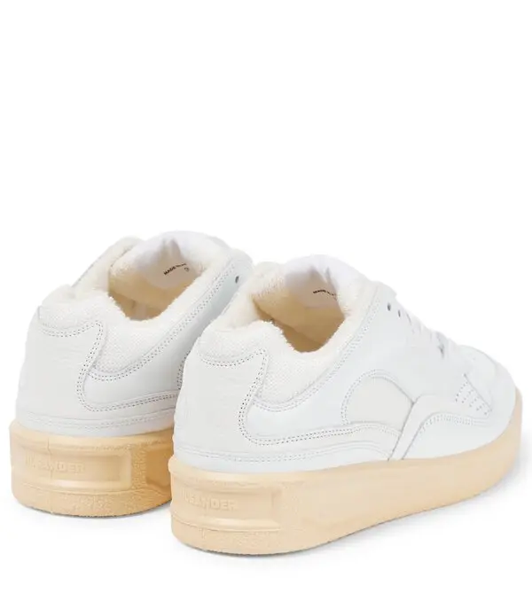 Jil Sander Cow Leather And Fabric Mesh Mid Cut Sneakers