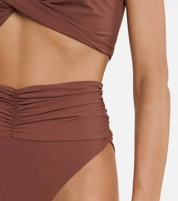 Magda Butrym High-rise Ruched Bikini Bottoms - Brown