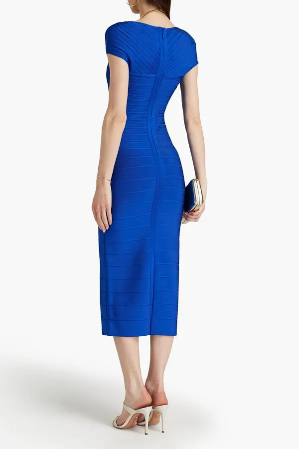 blue bandage midi dress BODYCON COLLECTION Royal Blue One Shoulder Bandage Midi Dress for Women, XL main image 1