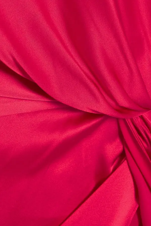 Michelle Mason One-shoulder Twisted Silk-satin Dress - Crimson