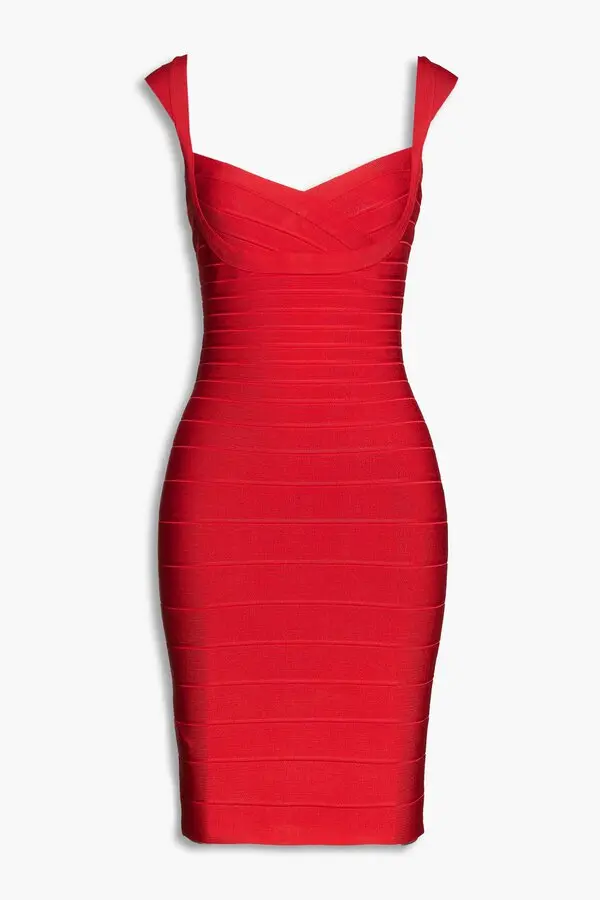 Herve Leger Bandage Mini Dress - Tomato Red - 70% Off | Editorialist