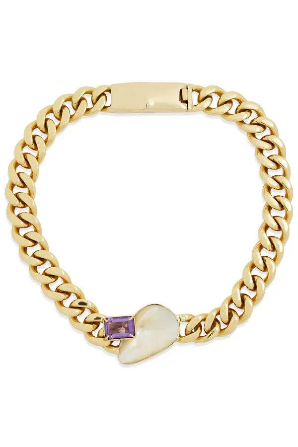 CORNELIA WEBB Tone, Motherofpearl And Amethyst Necklace - Gold