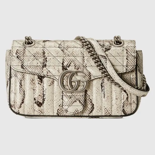 Gucci Gg Marmont Small Python Shoulder Bag Precious